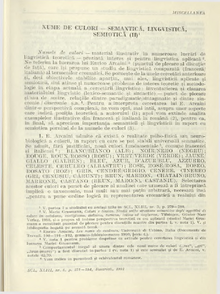 Bidu-Vranceanu, A., Nume de Culori - Semantica, Lingvistica, Semiotica ...