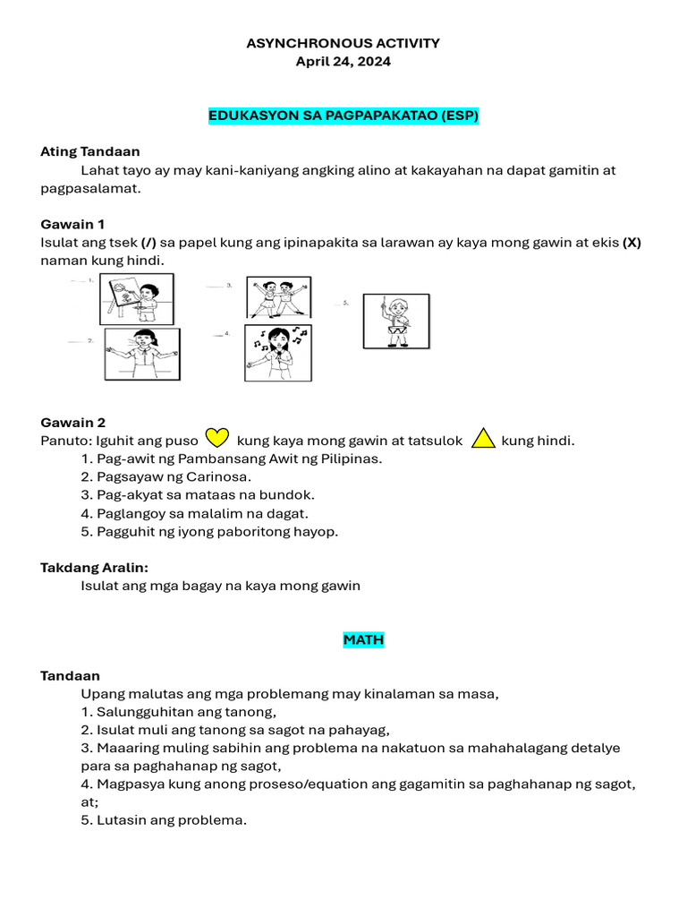 Asynchronous Activity - April 24 2024 | PDF
