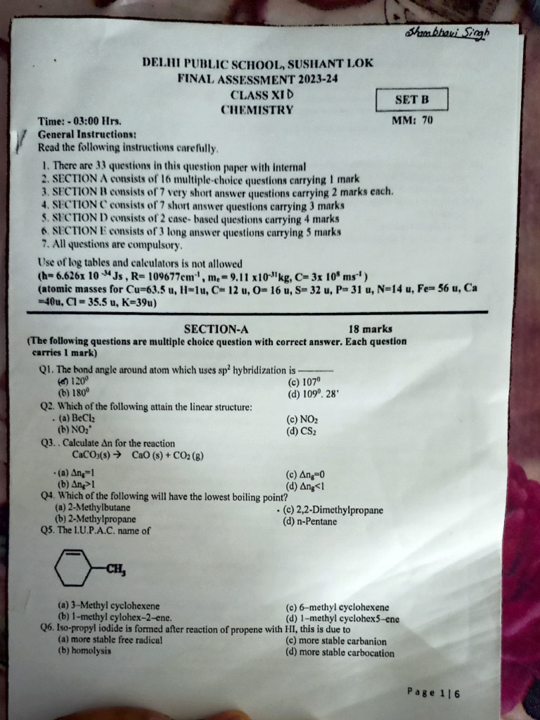 DPSSL Chem Final2024 | PDF