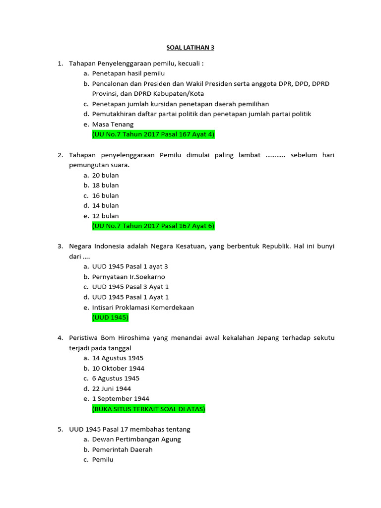 SOAL LATIHAN Kpu | PDF