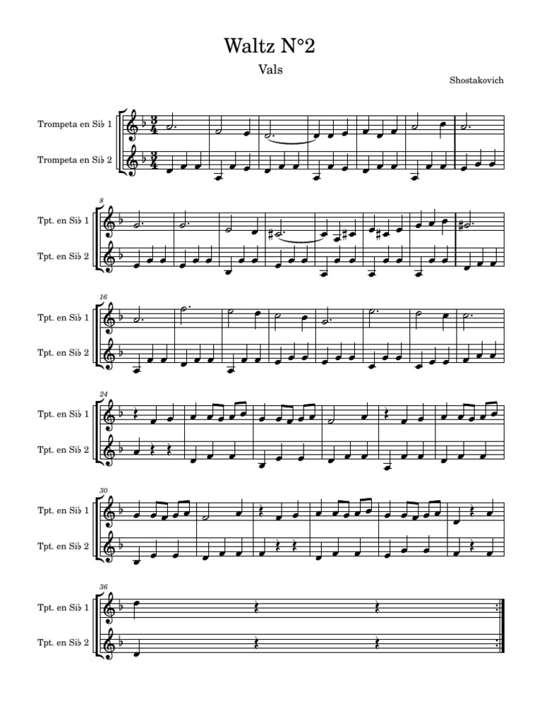 Waltz N°2 Duo de Trompeta | PDF