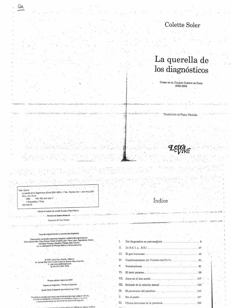 La Querella de Los Diagnosticos Colette Soler | PDF