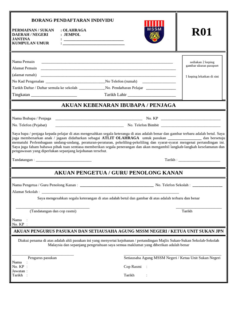 Borang R01 | PDF