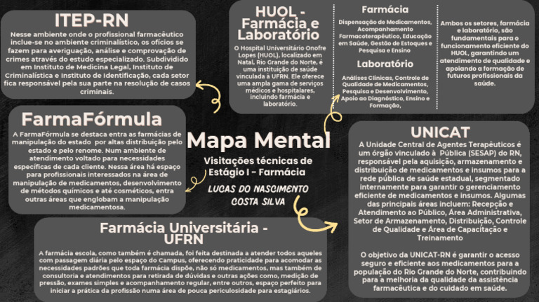 Mapa Mental - Visitações técnicas de Estágio I de Farmácia | PDF