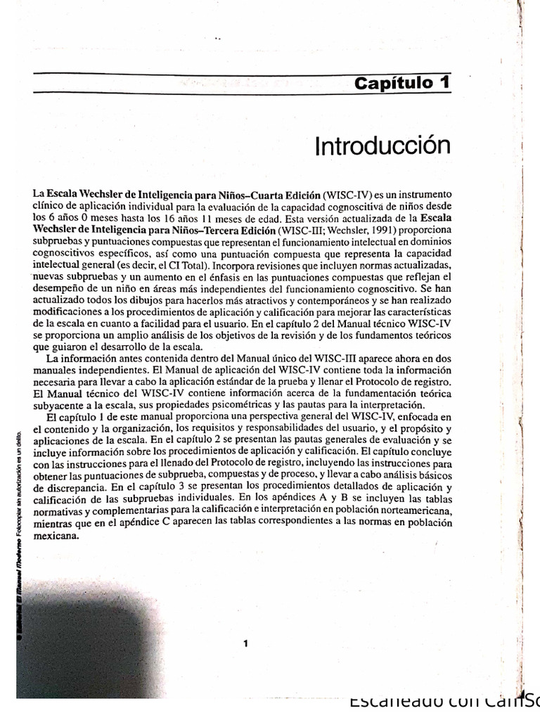 Capítulo 1 - Wisc-IV | PDF