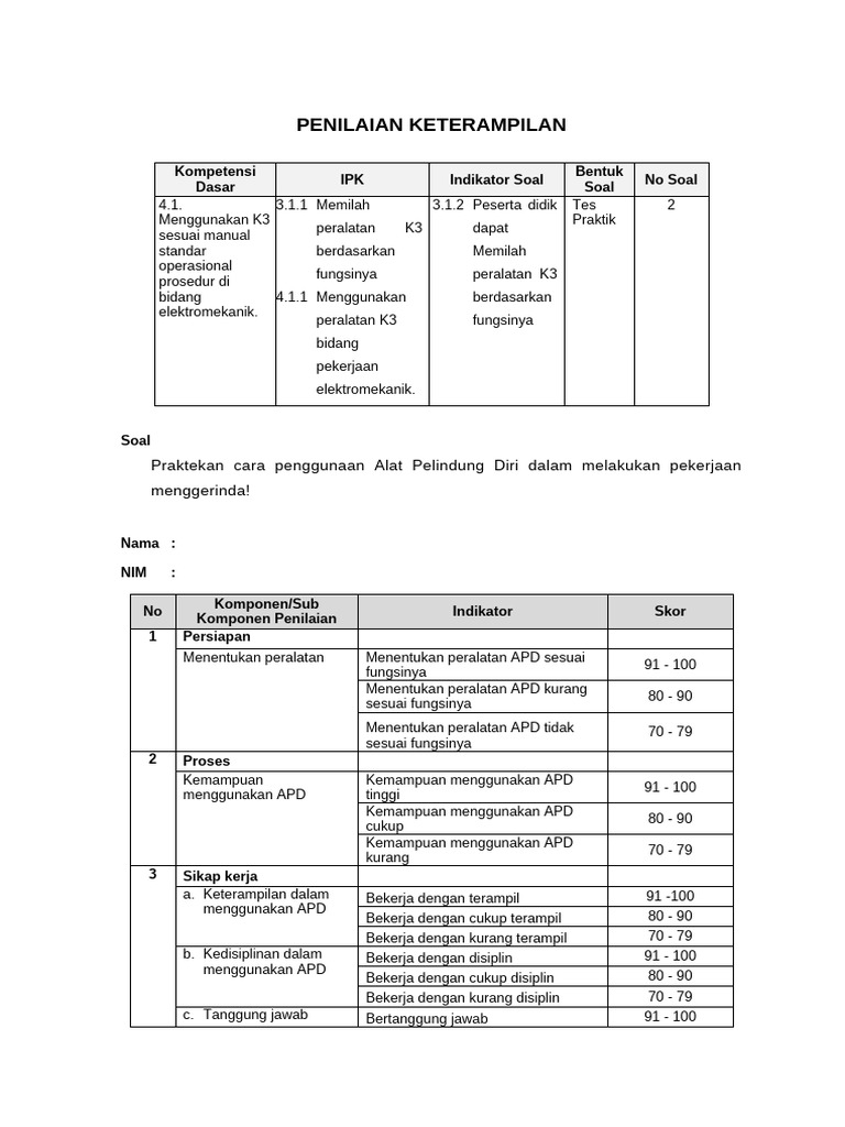 Penilaian Keterampilan | PDF