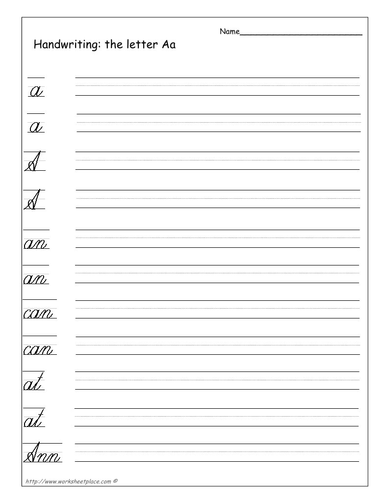 Handwriting: The Letter Aa | PDF