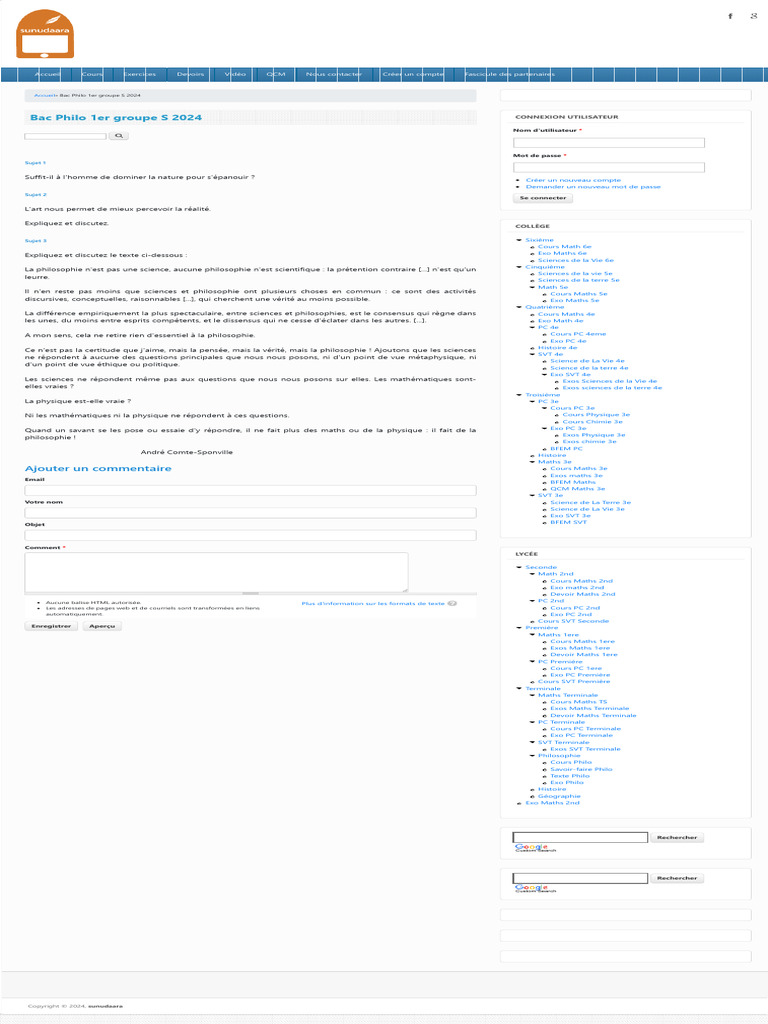 Bac Philo 1er groupe S 2024 _ sunudaara | PDF