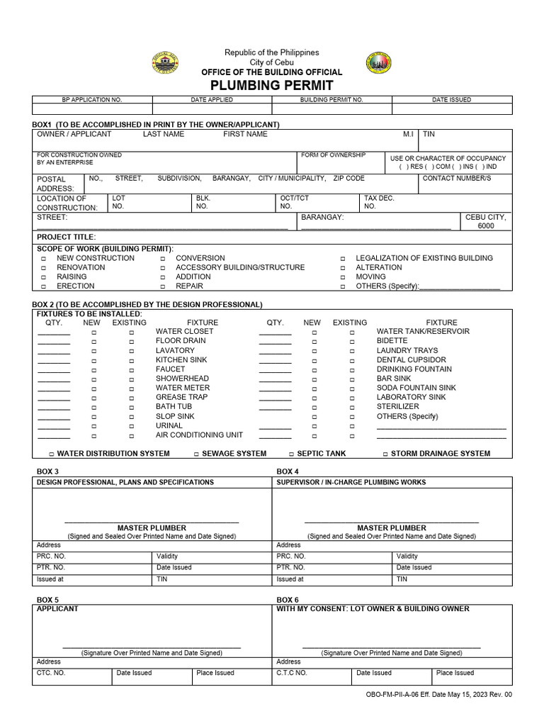 OBO FM PII A 06 v.00 Plumbing Permit | PDF | Plumbing | Hydraulic ...