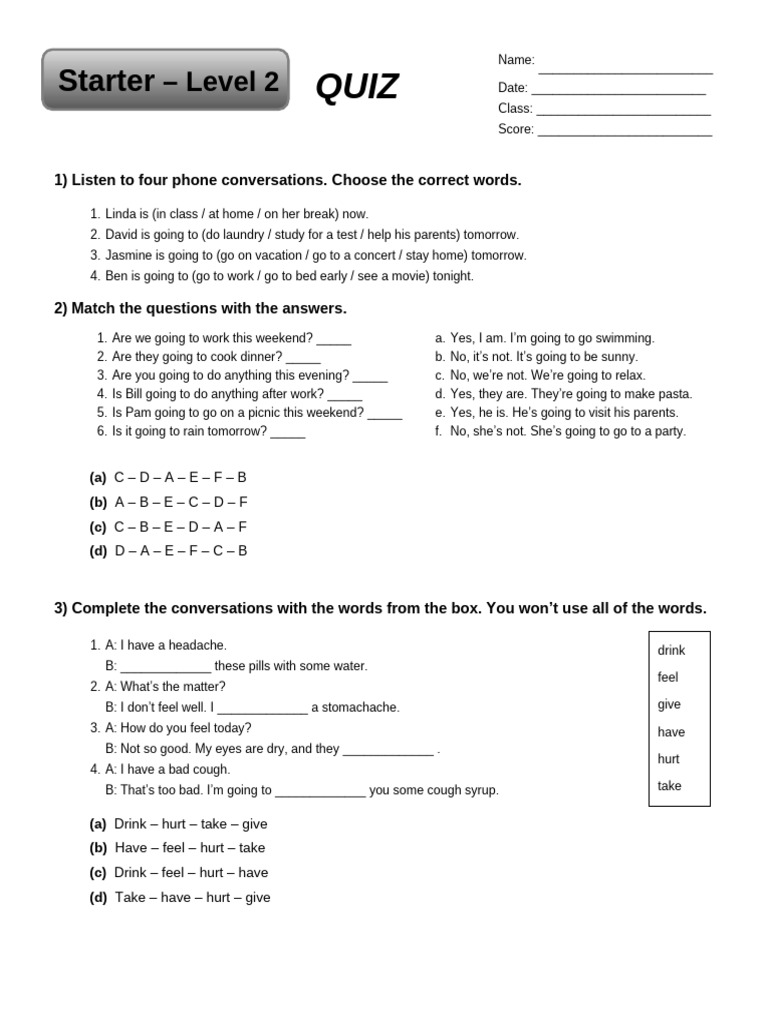 Quiz Starter - Level 2 | PDF