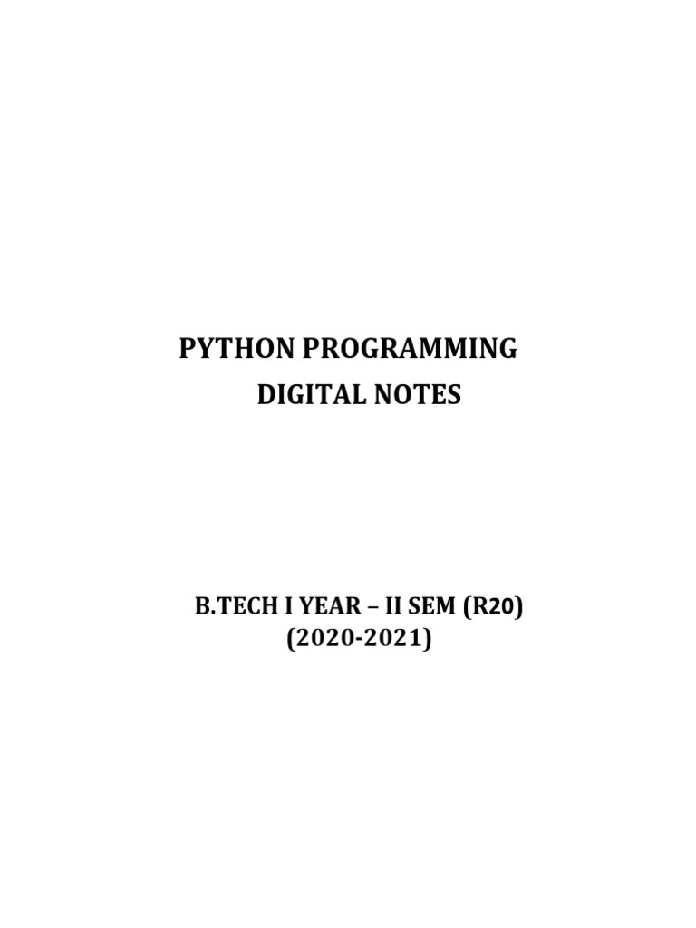 Python Programming - R20 | PDF Python Programming - R20 | PDF