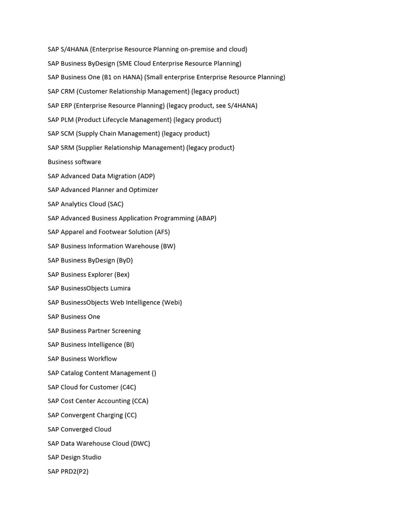 Comprehensive SAP Software Solutions Guide | PDF | Enterprise Resource ...