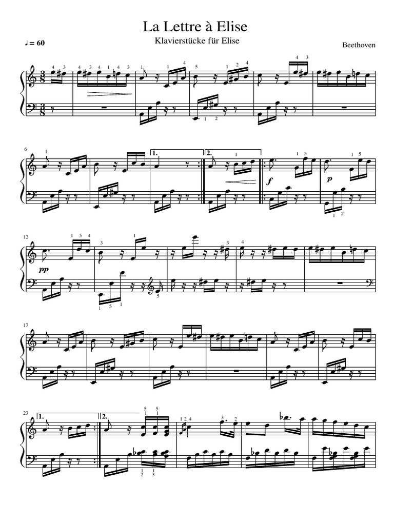 La Lettre Elise | PDF | Ludwig Van Beethoven | Compositions