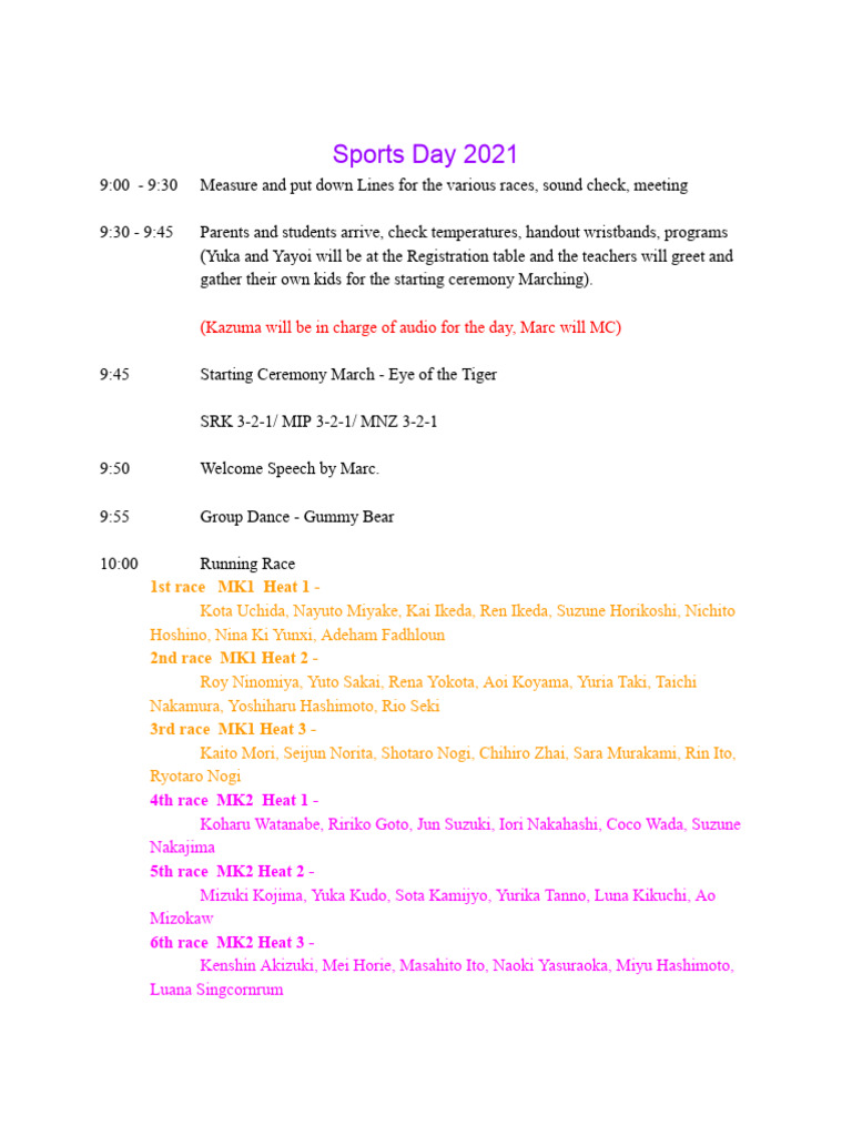 Sports Day 2021 | PDF