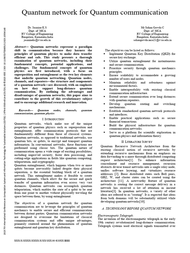 Quantum Network For Quantum Communication | PDF | Quantum Computing | Computer Network
