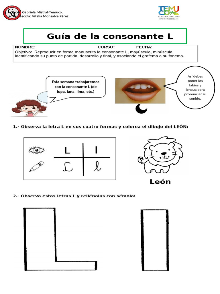 Consonant L Writing Guide | PDF | Language Arts & Discipline | Poetry