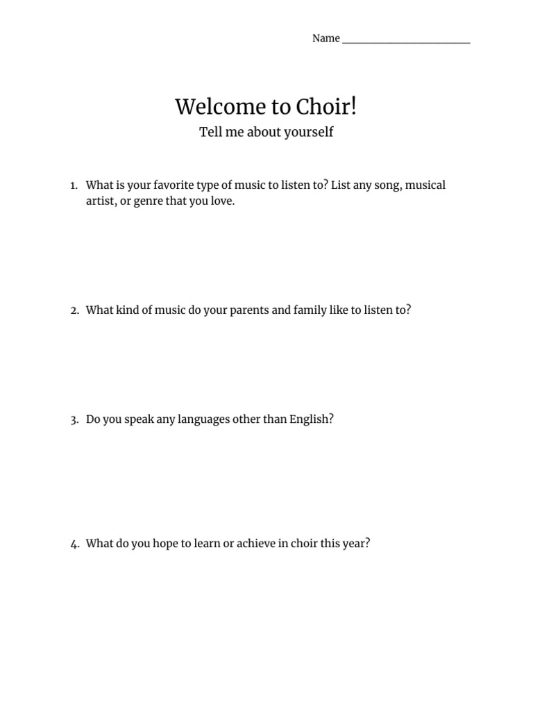 Choir Get To Know You | PDF
