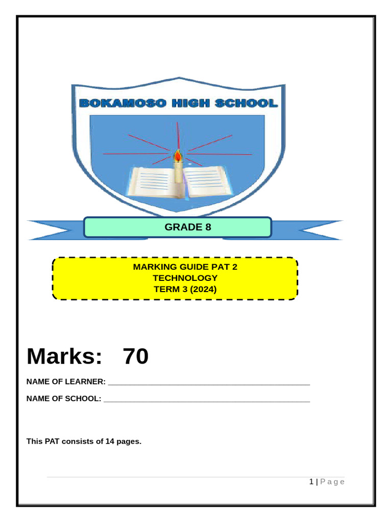PAT Term 3 Grade 8 Marking Guideline 2024 | PDF