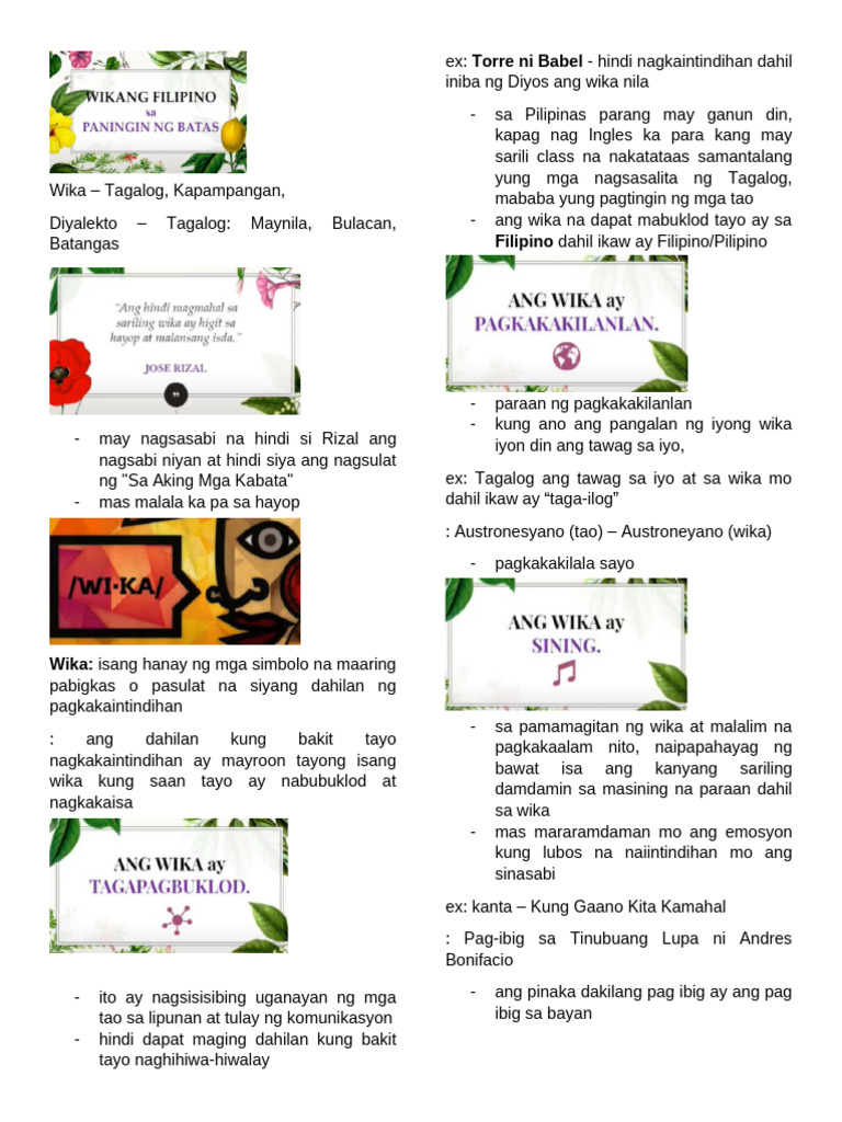 5 Wikang Filipino | PDF