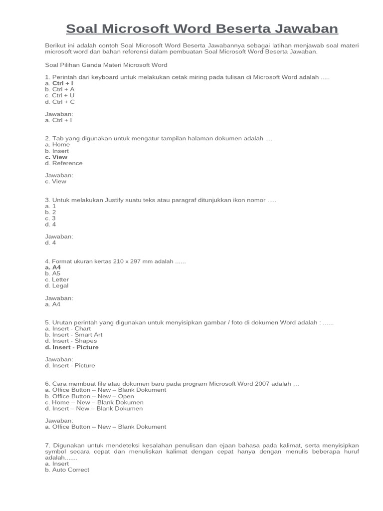 Soal Microsoft Word | PDF