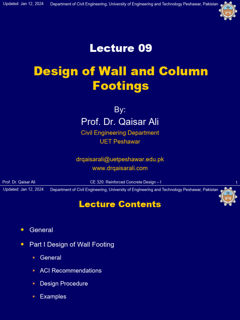 Color Version Lecture 09 - Design of Wall and Column Footings | PDF ...