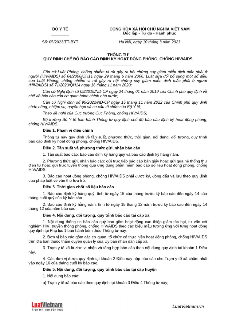 Thong Tu 05 2023 TT Byt Bo y Te | PDF