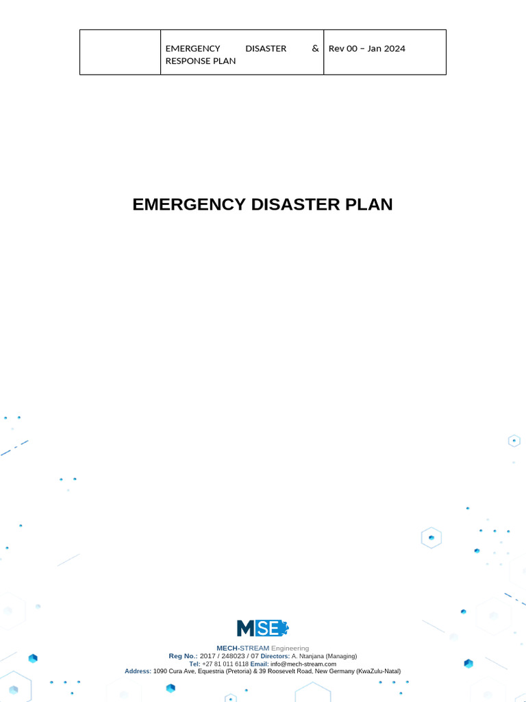 Emergency Disaster and Response Plan | PDF