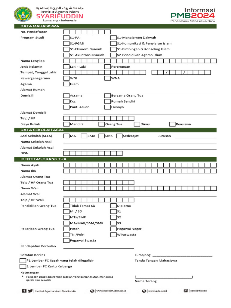 Formulir Untuk Pendaftaran | PDF