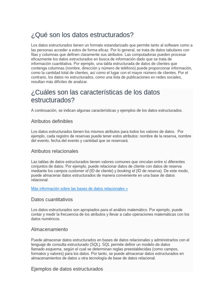 Qué Son Los Datos Estructurados | PDF Qué Son Los Datos Estructurados | PDF