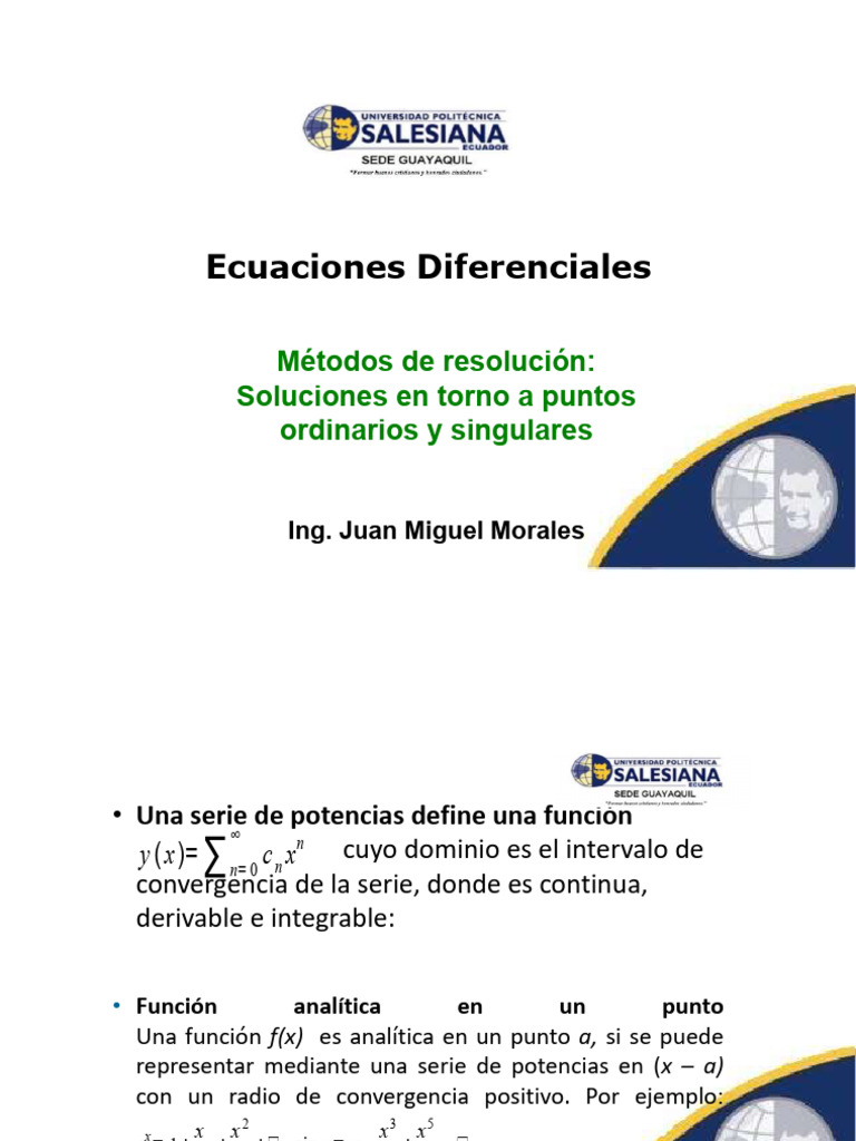 XV-Métodos de Resolución (SOLUCIONES EN TORNO A PUNTOS ORDINARIOS Y SINGULARES) | PDF