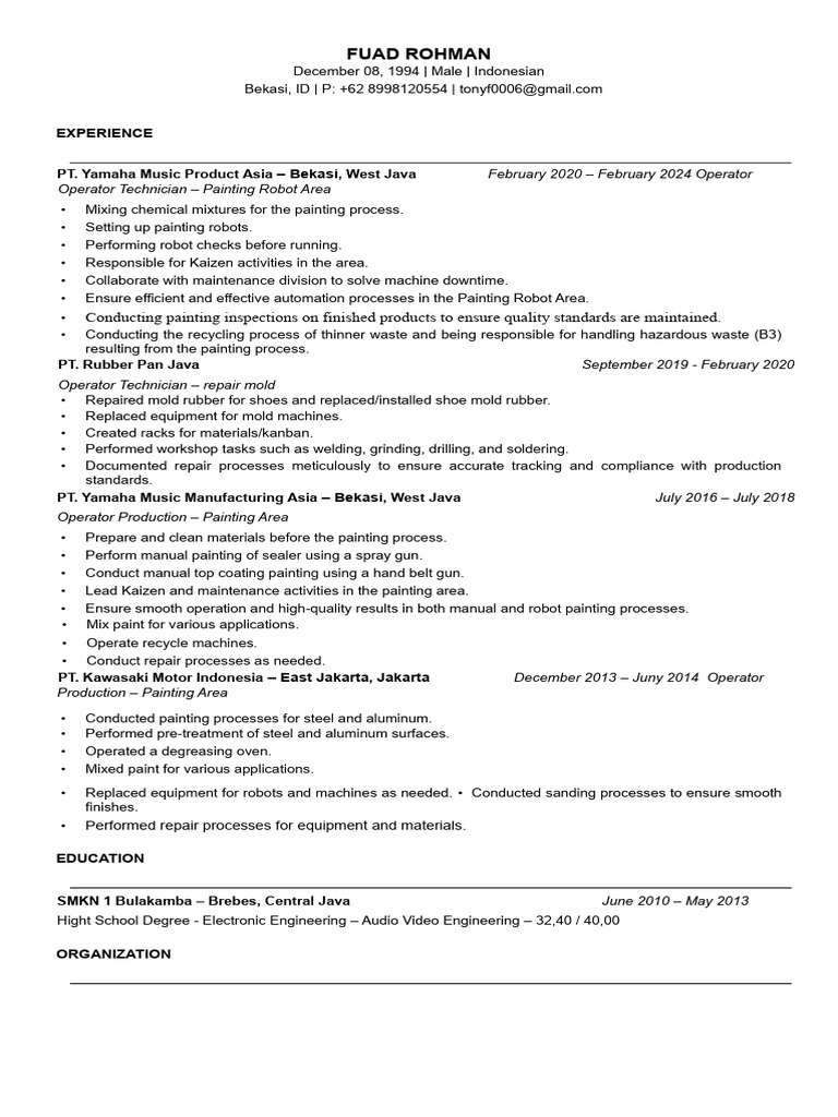 Fuad Rohman CV | PDF