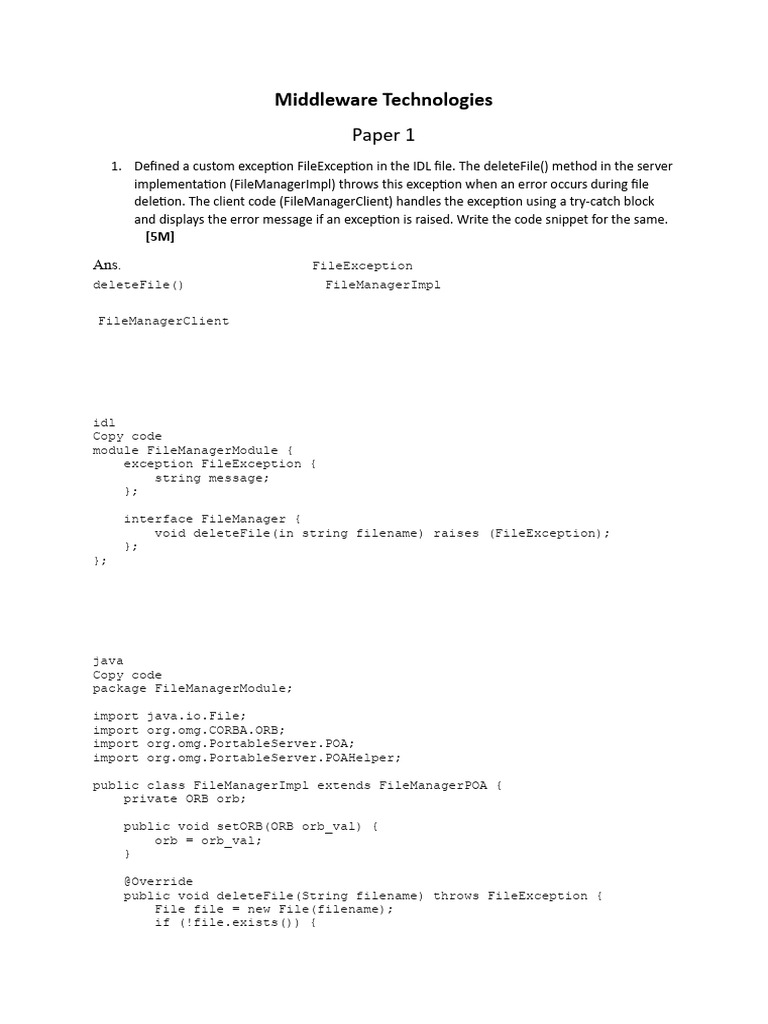 Middleware Technologies | PDF | Common Object Request Broker Architecture | Computers