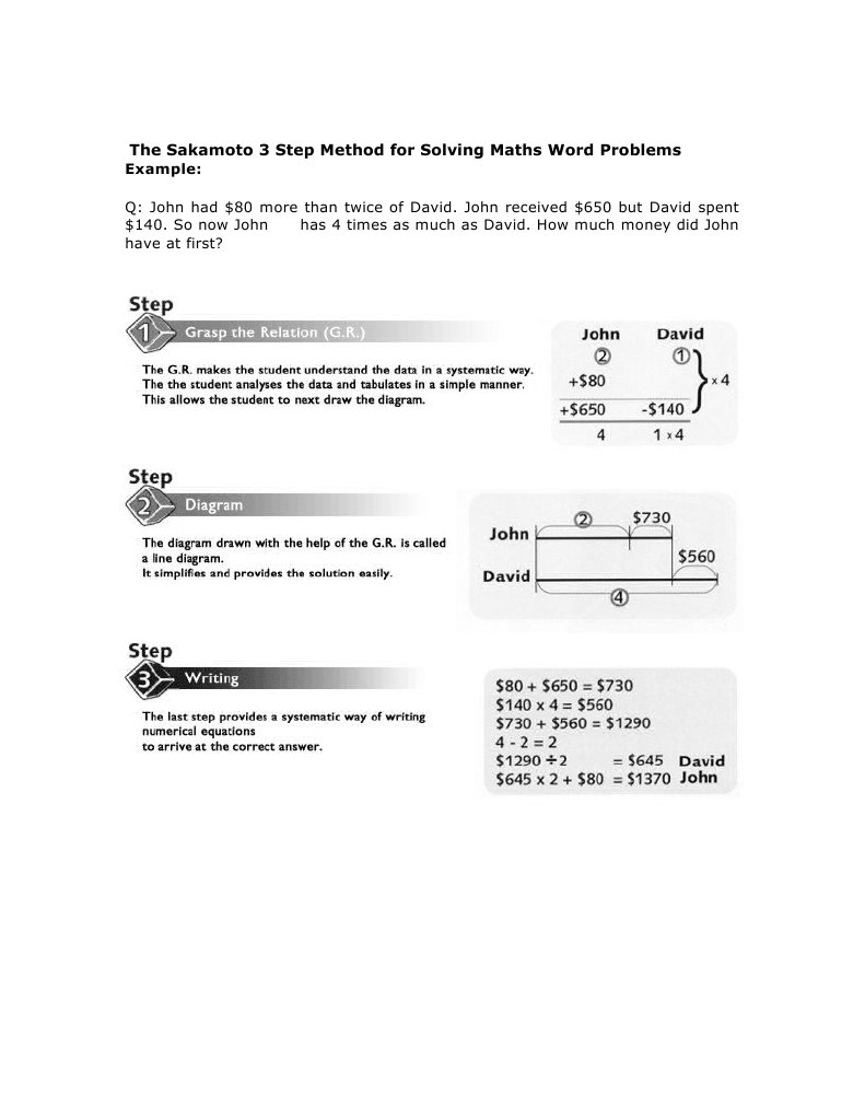 The Sakamoto 3 Step Method For Solving Maths Word Problems: Example | PDF