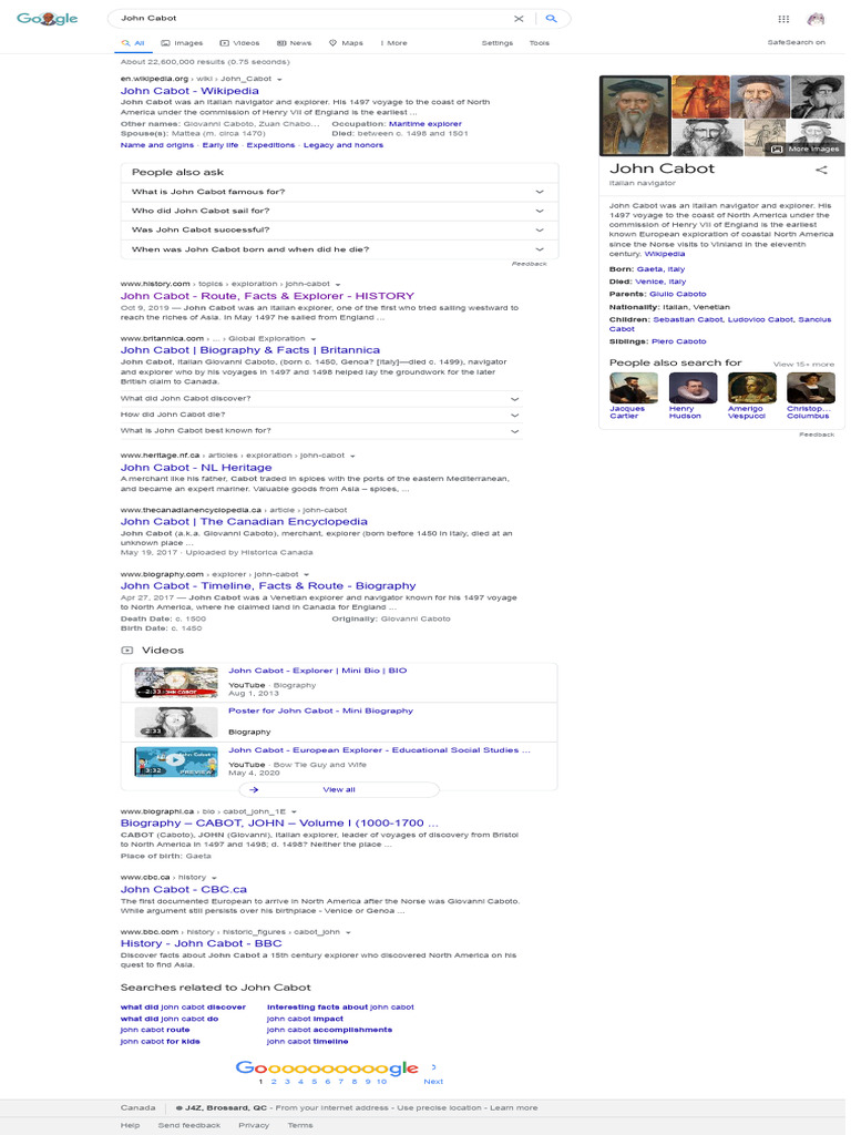 John Cabot - Google Search | PDF