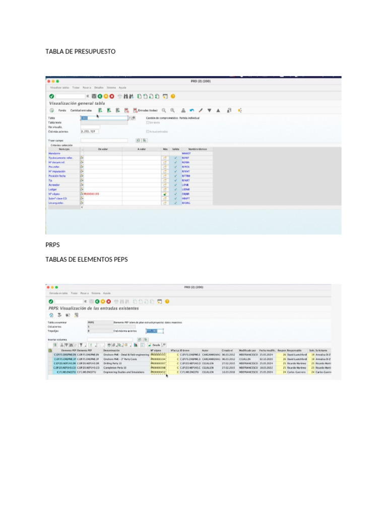 TABLA DE ELEMENTOS PEPS | PDF
