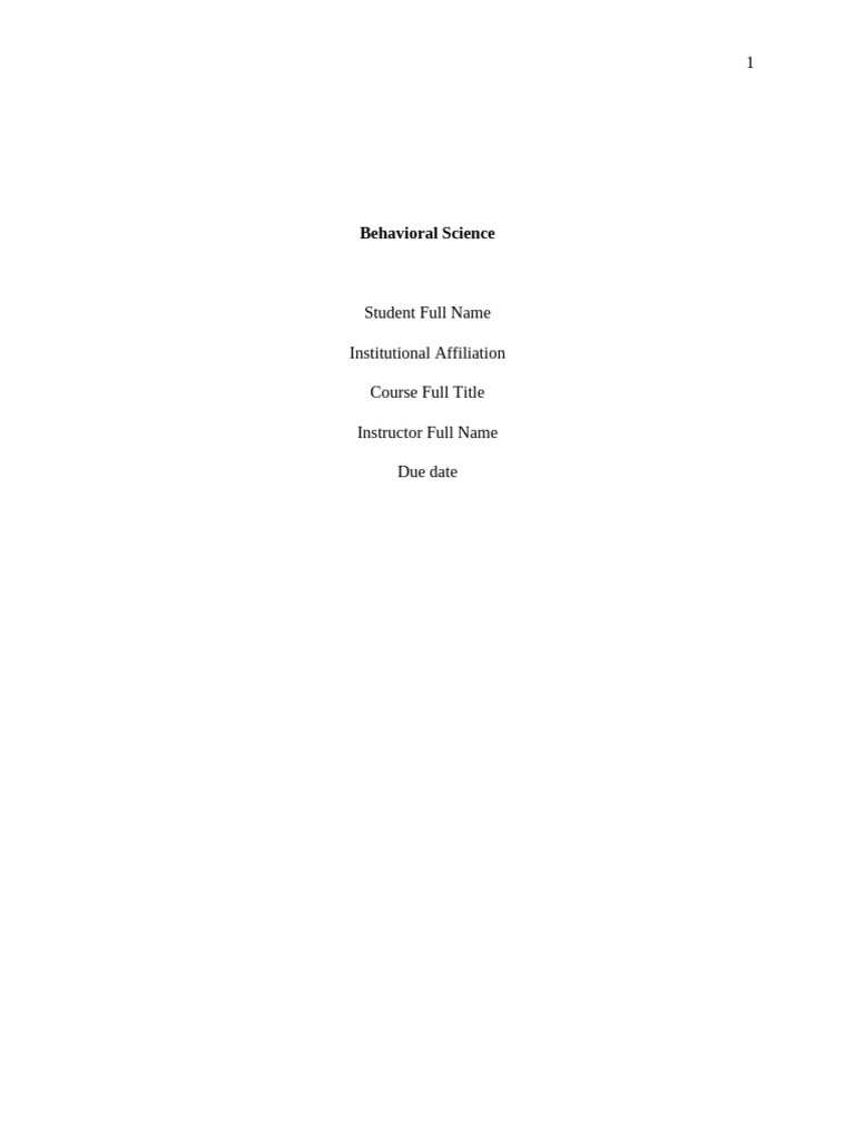 Behavioural Science. | PDF