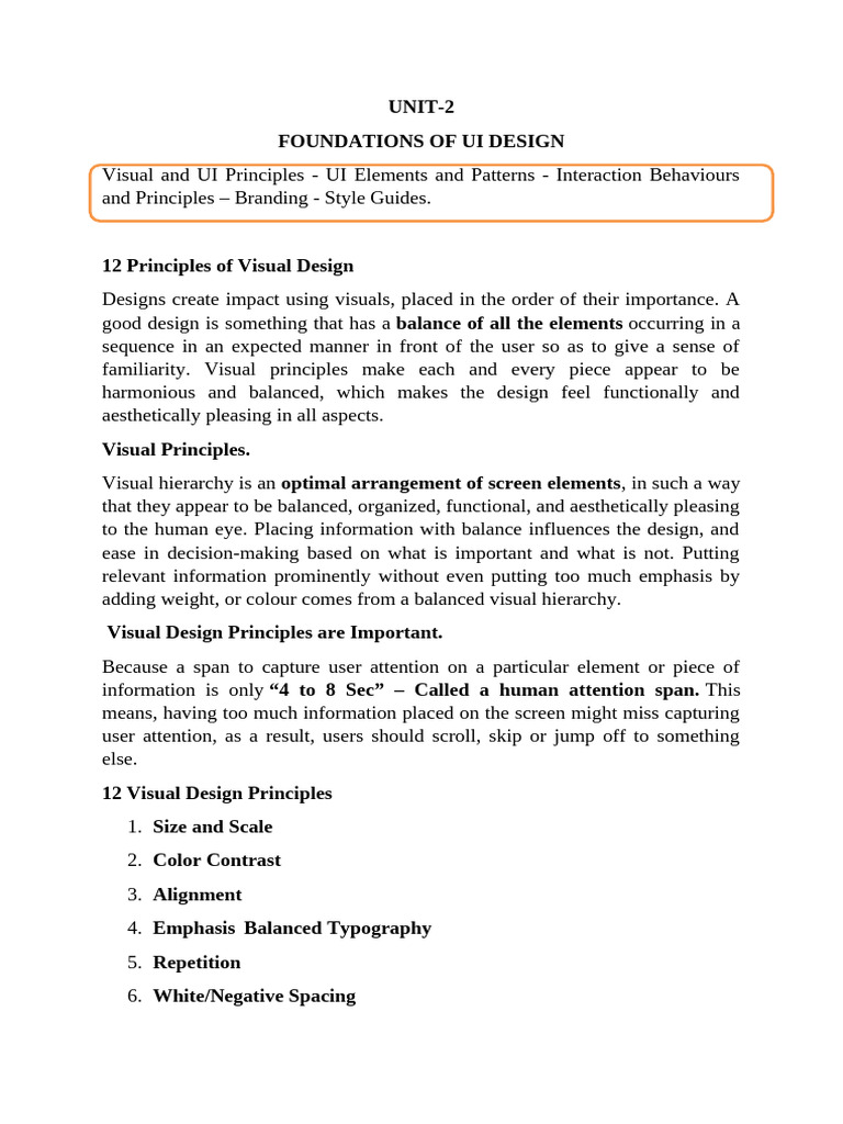 Unit-2 Foundations of Ui Design | PDF