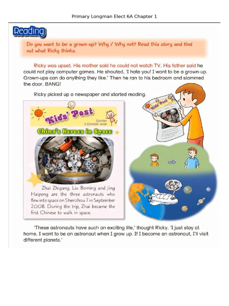 Primary Longman Elect 6A Chapter 1 | PDF