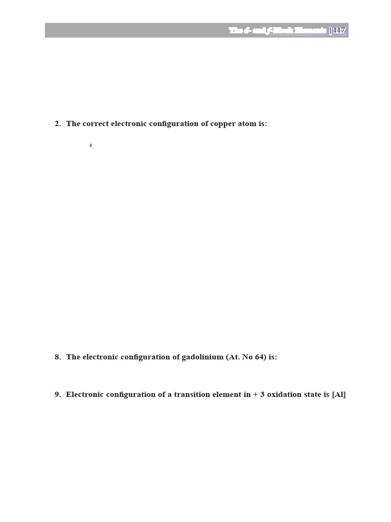 Cbse Class 12 Chem Notes Question Bank The D And F Block Elements Pdf Pdf