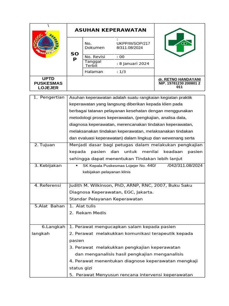 Sop Asuhan Keperawatan | PDF