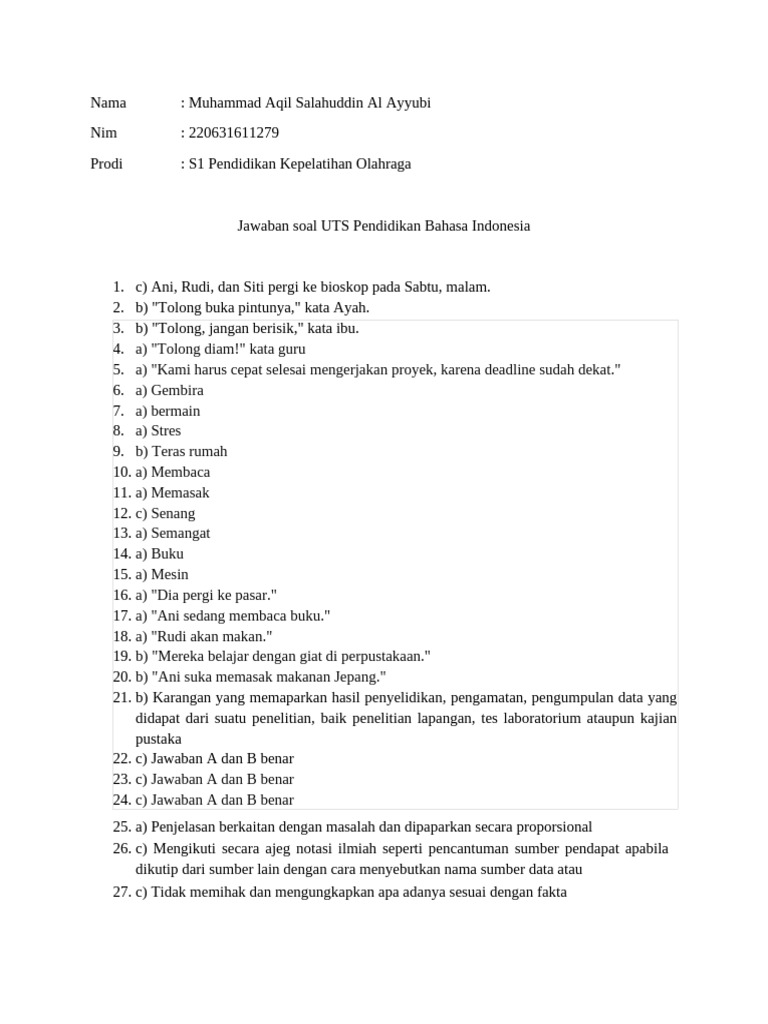 Muhammad Aqil Salahuddin Al Ayyubi - 220631611279 - UTS | PDF