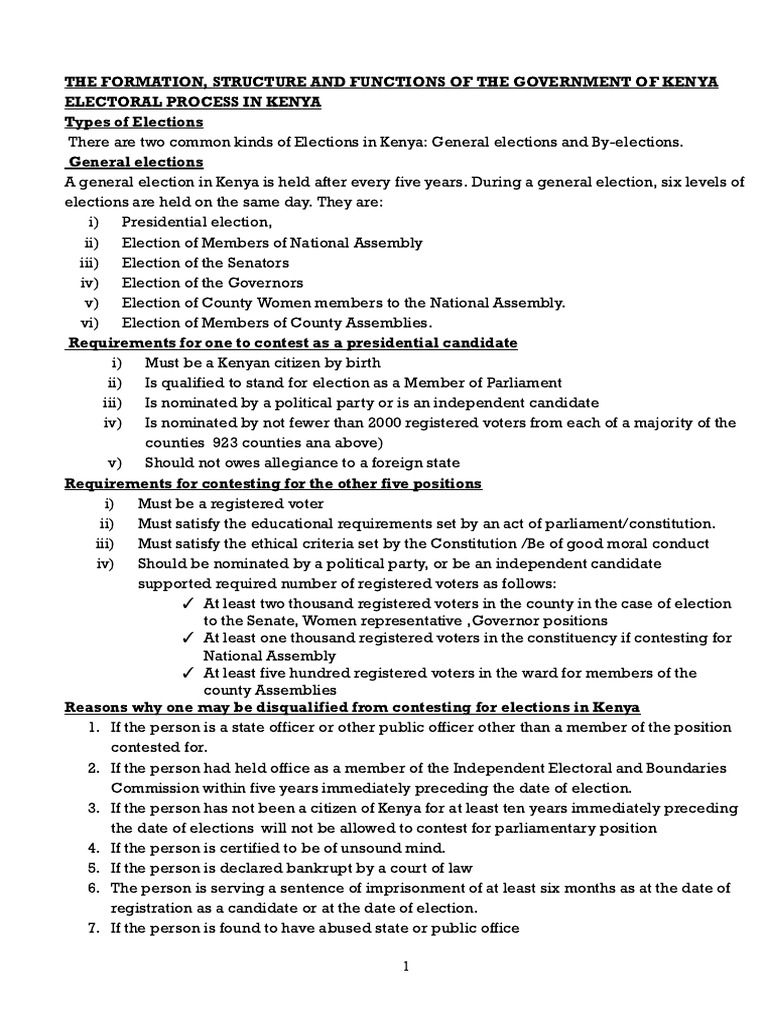 The Formation, Structure, and Functions of The Government of Kenya | PDF