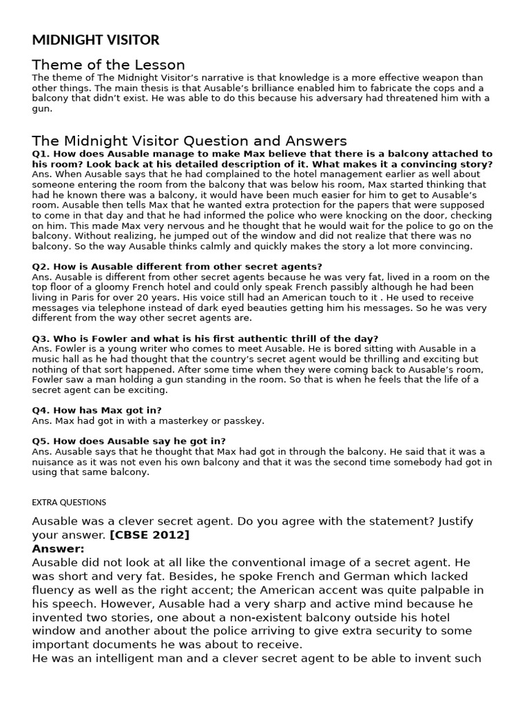 Midnight Visitor and Question of Trust | PDF