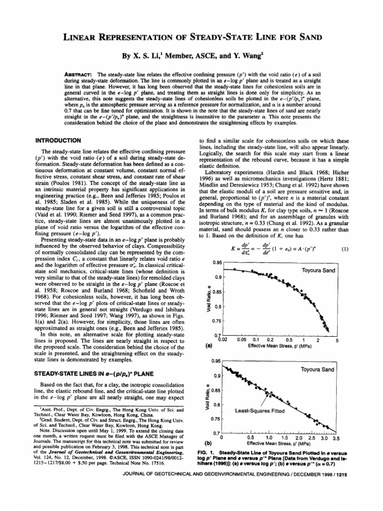 Li & Wang (1998) - Linear Representation of Steady-State Line For Sand ...