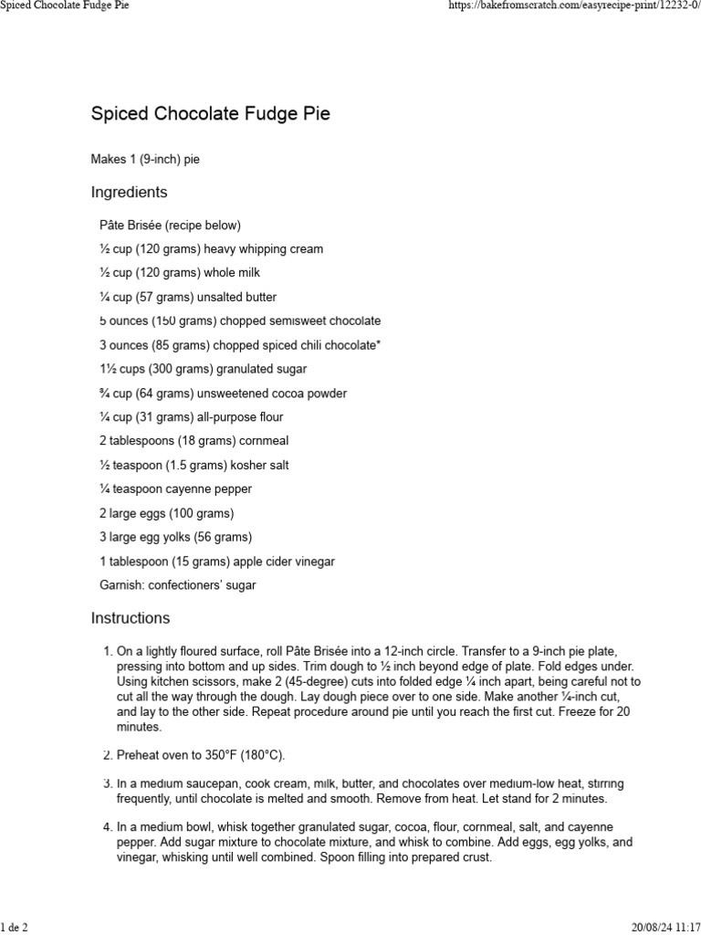 Spiced Chocolate Fudge Pie | PDF | Chocolate | Teaspoon