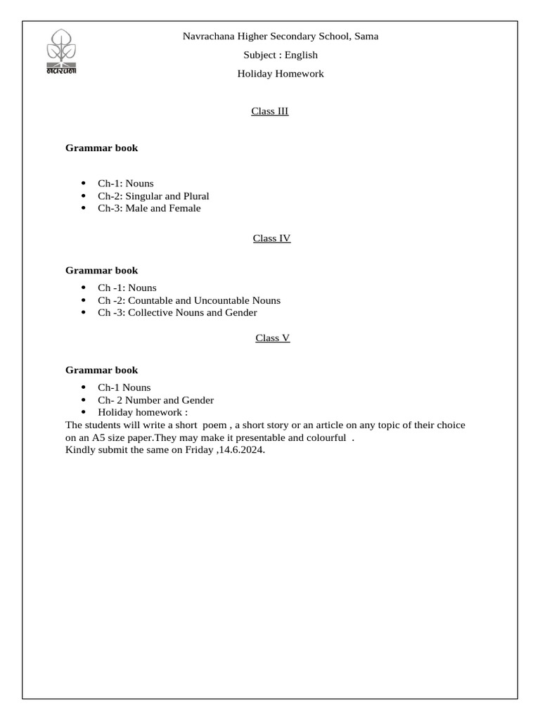 English Holiday HW - 3 ,4, 5(2024-25) | PDF