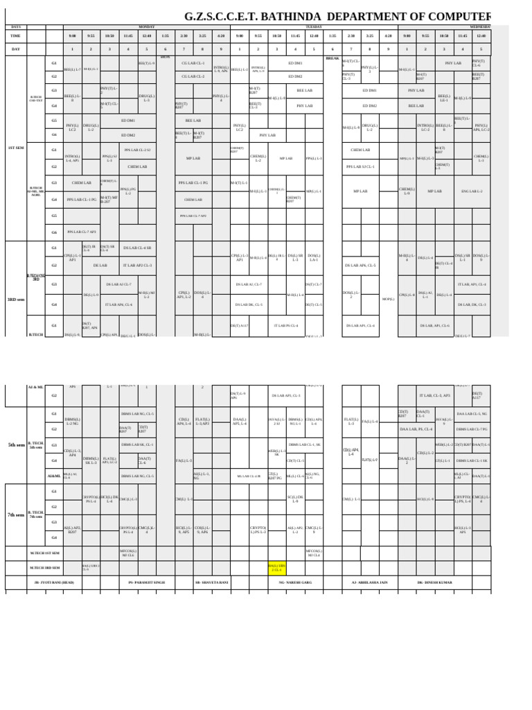 Time Table July-Dec'24 | PDF