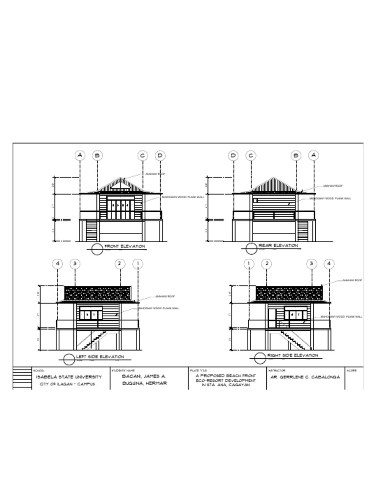 A B C D A B C D: Front Elevation Rear Elevation | PDF