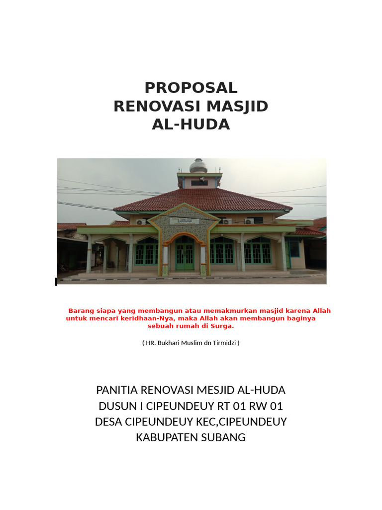Proposal Mesjid Alhuda | PDF