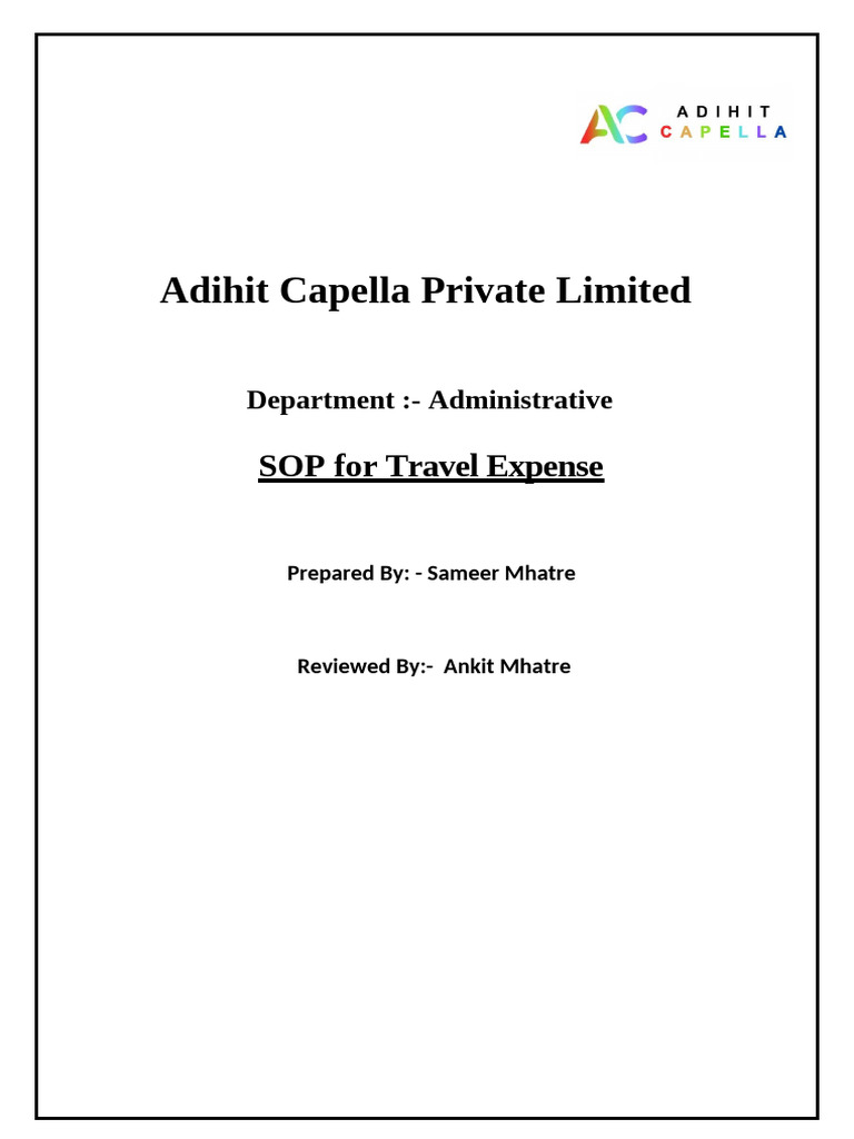 SOP For Travel Expenses | PDF | Reimbursement